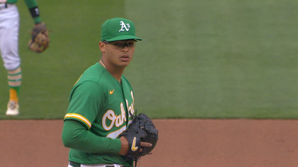 A’s Jesus Luzardo carves up Rangers, flashes glove in first MLB start ...