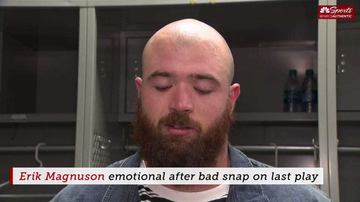 Emotional Erik Magnuson talks about bad snap on final play – NBC Sports ...