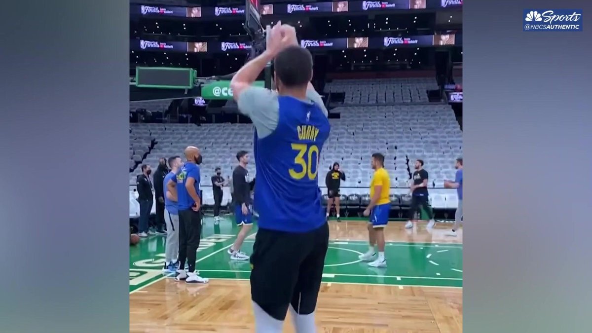 Steph Curry hitting corner threes at Warriors practice before Game 4 ...