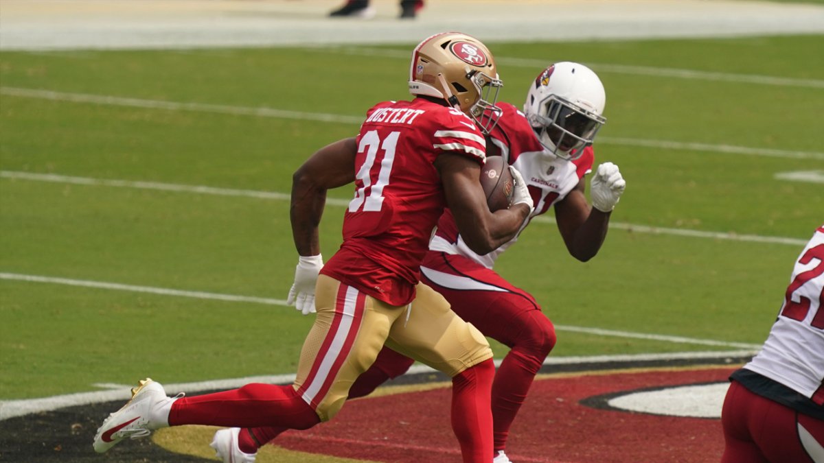 Raheem Mostert tops Matt Breida’s speed mark on 49ers’ first 2020 TD ...