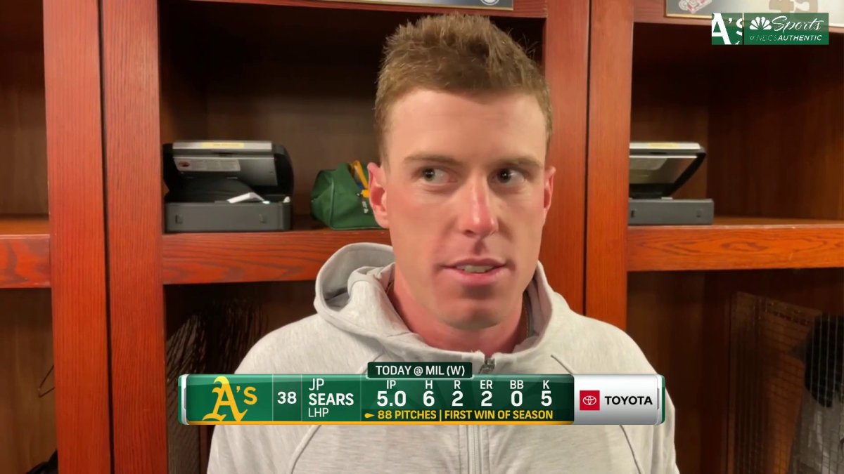 JP Sears proud of how A’s responded in sweep of Brewers – NBC Sports ...