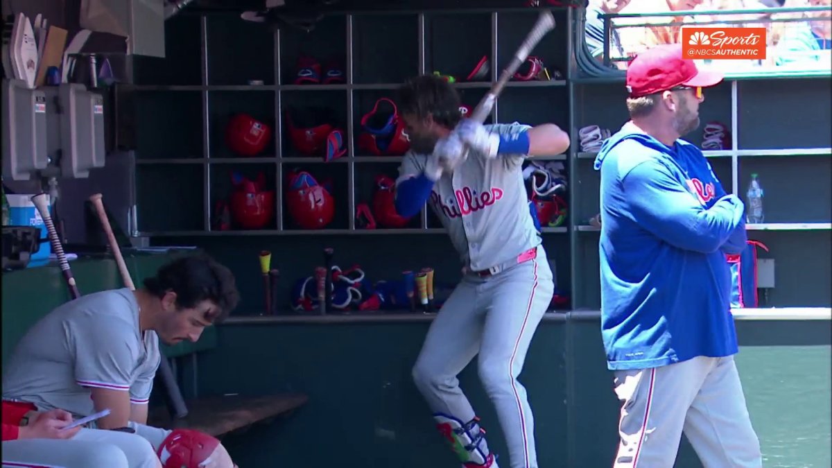 Bryce Harper smashes bat after strikeout in first inning – NBC Sports ...