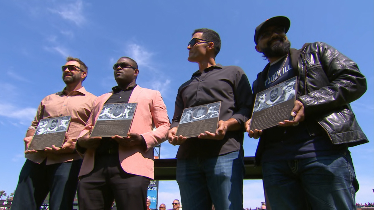 Giants place Core Four on Wall of Fame in joyful pregame ceremony – NBC ...