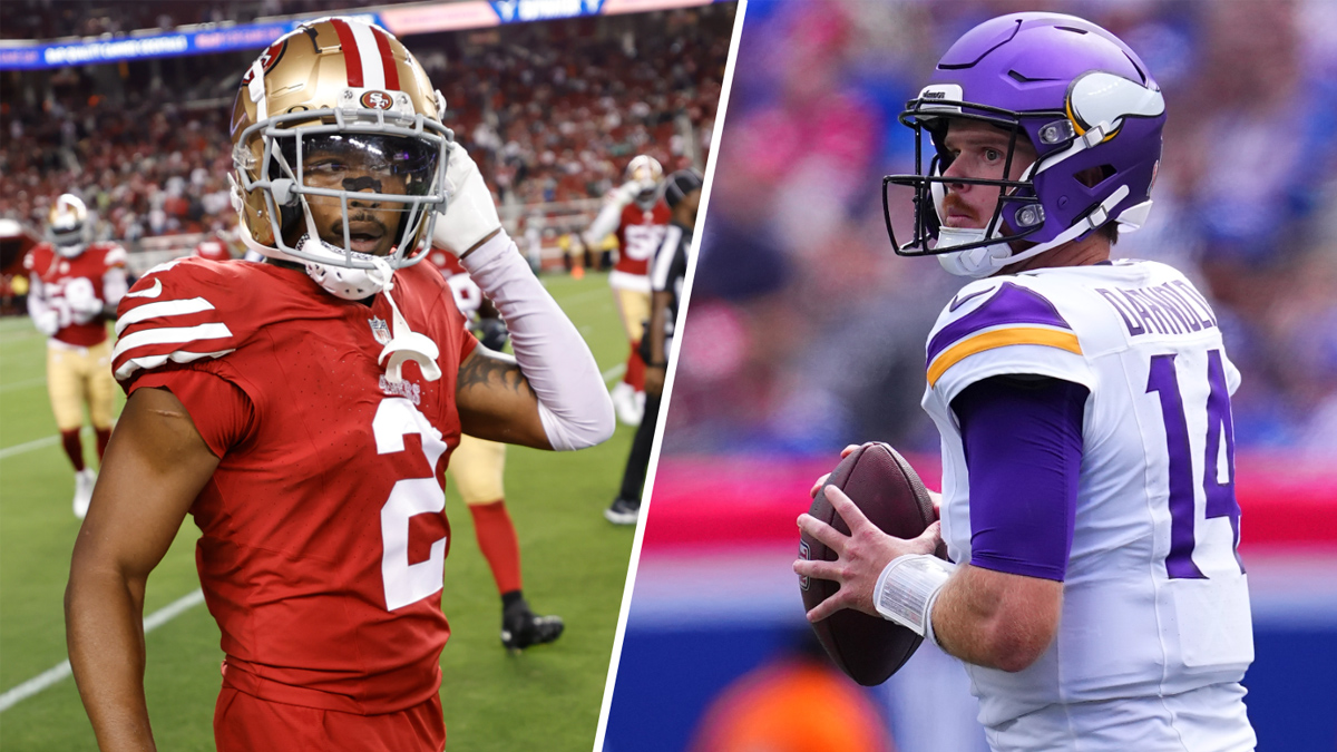 Deommodore Lenoir ribs Sam Darnold before 49ers vs Vikings Week 2 game ...