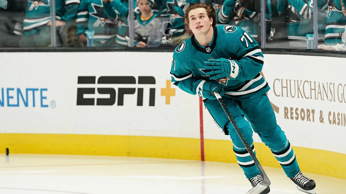 Macklin Celebrini injury update: Sharks rookie begins skating on own ...