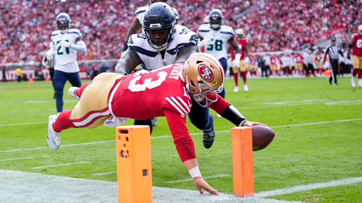 How Brock Purdy tied Colin Kaepernick feat with 49ers TD vs. Seahawks ...