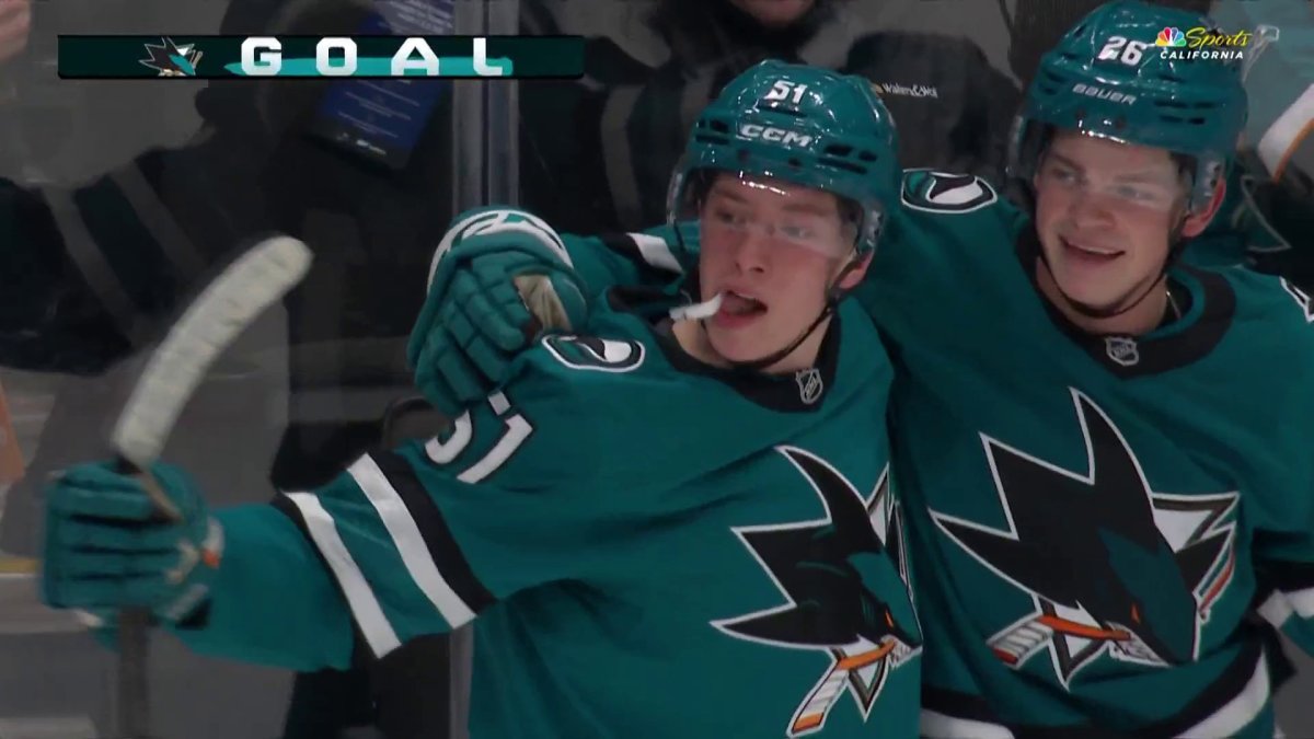 Collin Graf scores first NHL goal to tie Sharks vs. Canadiens game ...