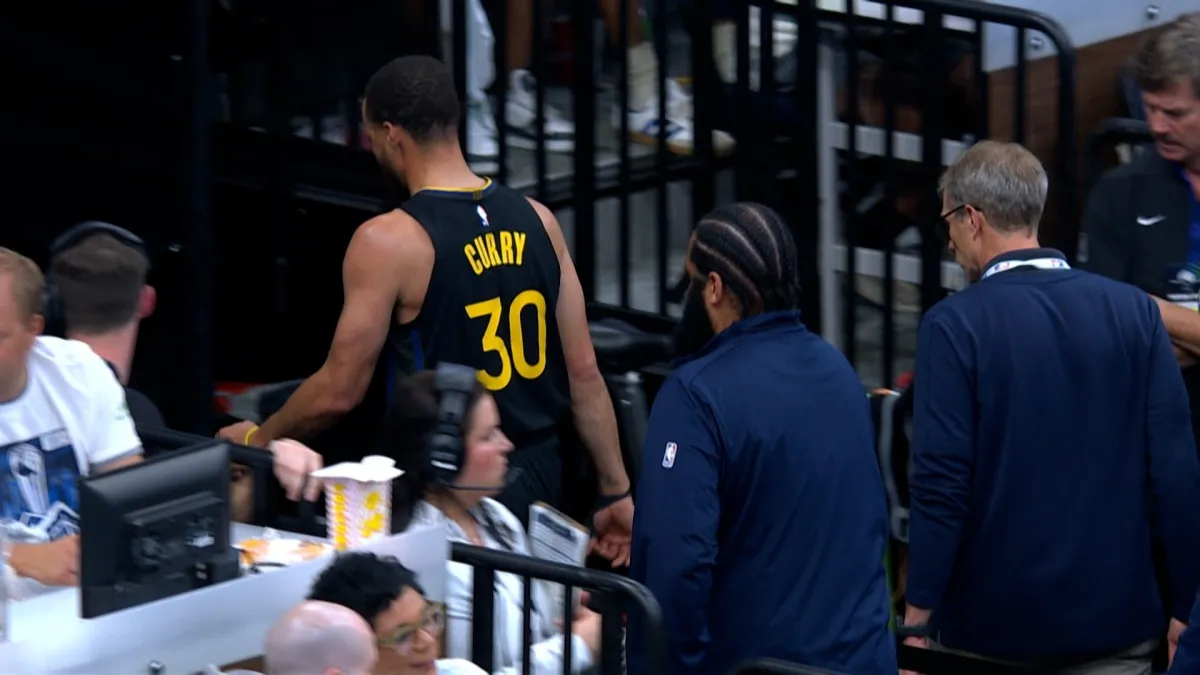 Steph Curry exits Warriors Game 1 vs. T-Wolves with left hamstring injury – NBC Sports Bay Area ...