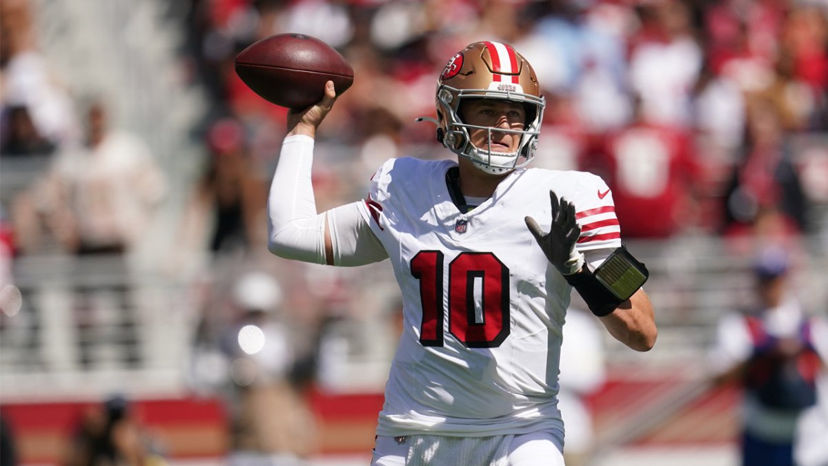 49ers’ Mac Jones questionable vs. Buccaneers; Ricky Pearsall out – NBC ...