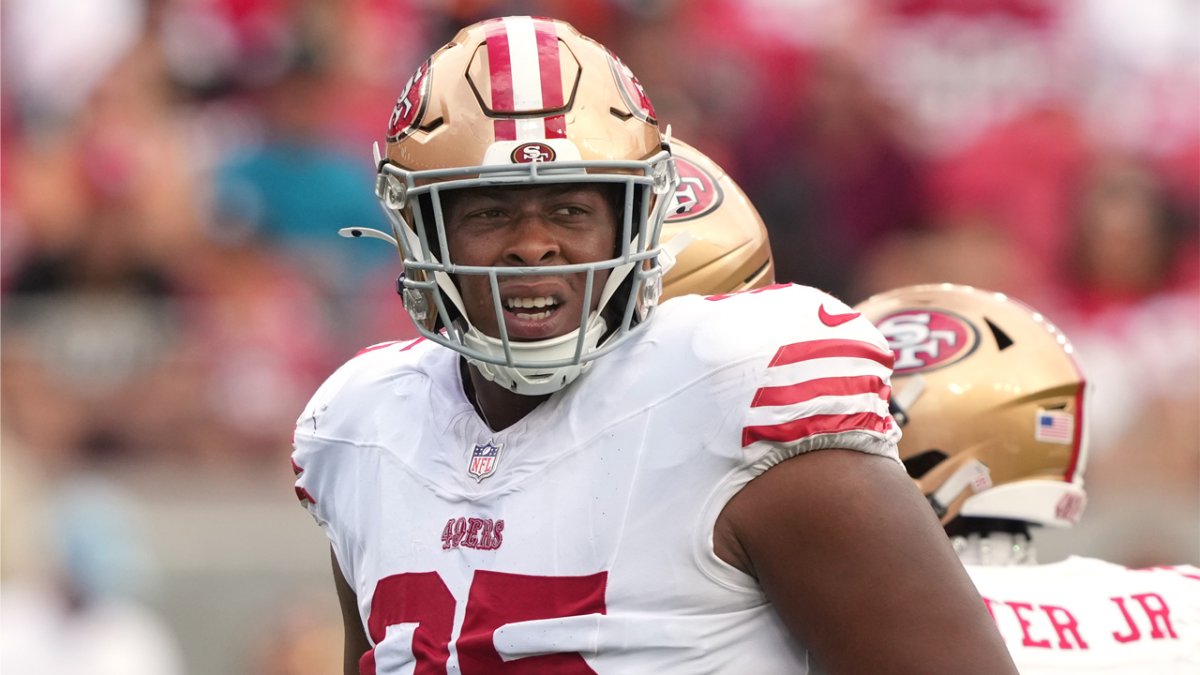 New 49ers DL Keion White limited at practice; Alfred Collins sits – NBC ...