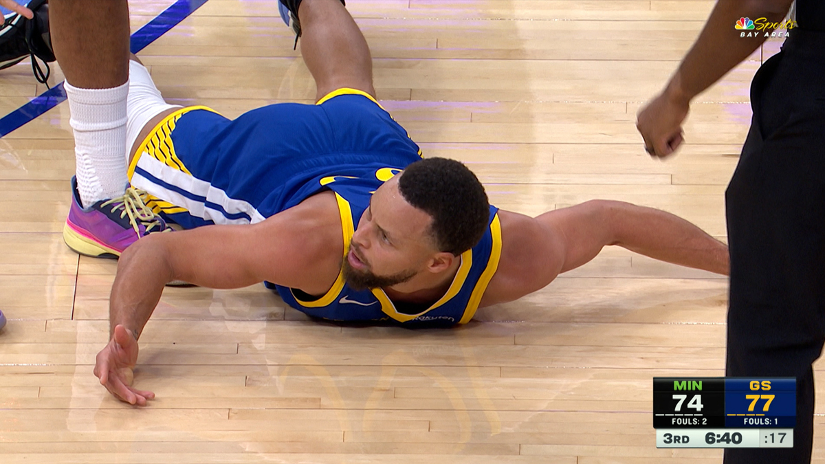 Stunned Steph Curry called for foul despite being thrown down – NBC ...