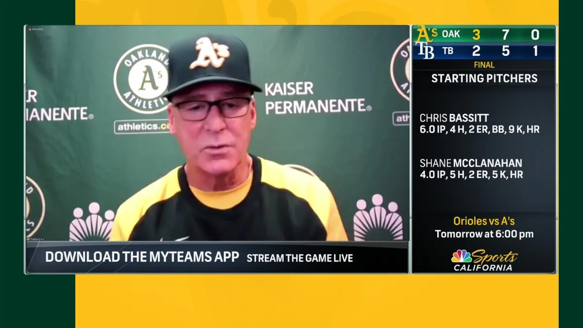 Bob Melvin was pleased by the pitching from Lou Trivino and Chris ...