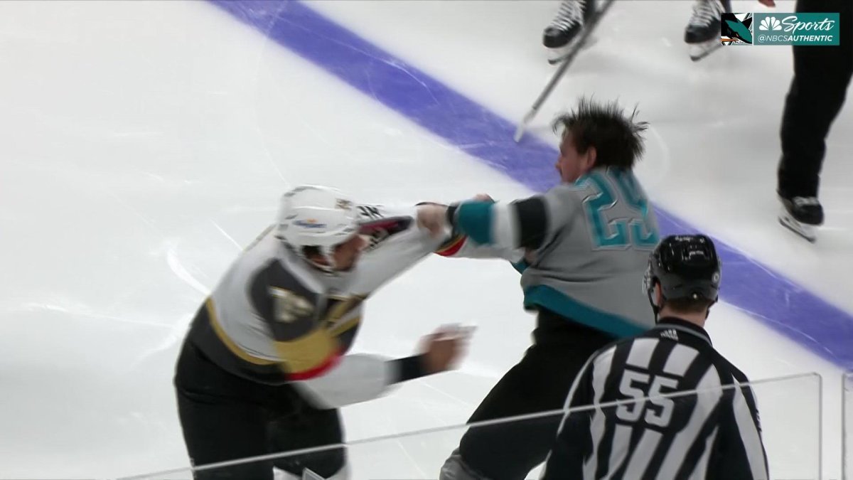 Kurtis Gabriel, Ryan Reaves fight seconds into Sharks-Vegas third ...